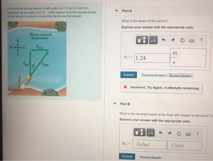 Solved A motorboat whose speed in still water is 4.70 m/s | Chegg.com