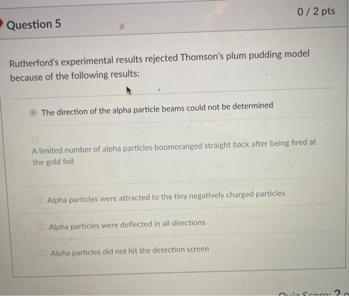 Solved Which of the following does not pertain to Thomson's | Chegg.com