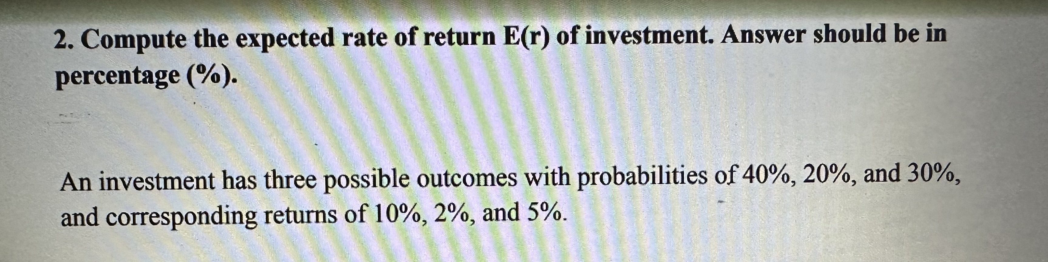 Solved Compute the expected rate of return E(r) ﻿of | Chegg.com