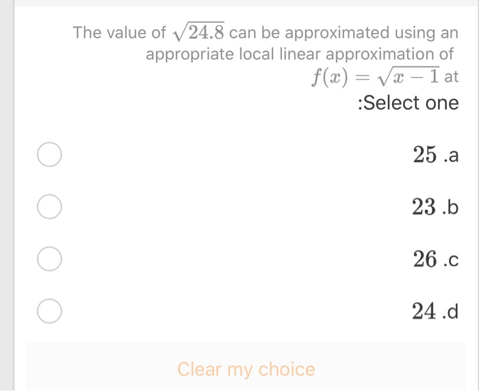 Solved The value of 24.8 can be approximated using an | Chegg.com