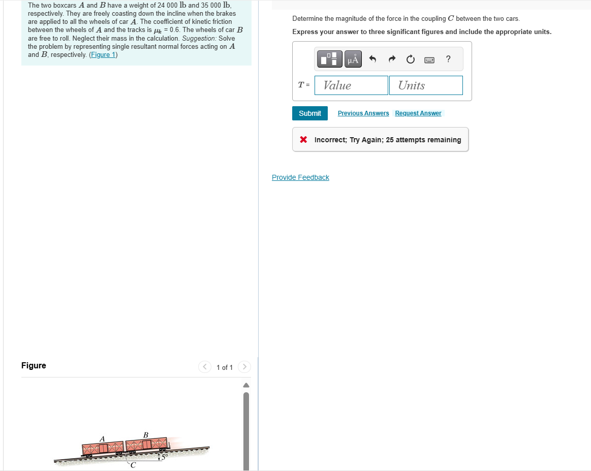 Solved The two boxcars A and B ﻿have a weight of 24000 ﻿lb | Chegg.com