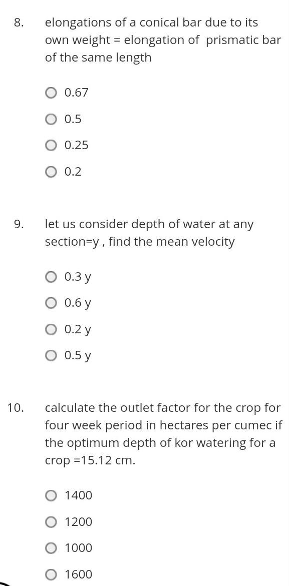 Solved 8. elongations of a conical bar due to its own weight | Chegg.com