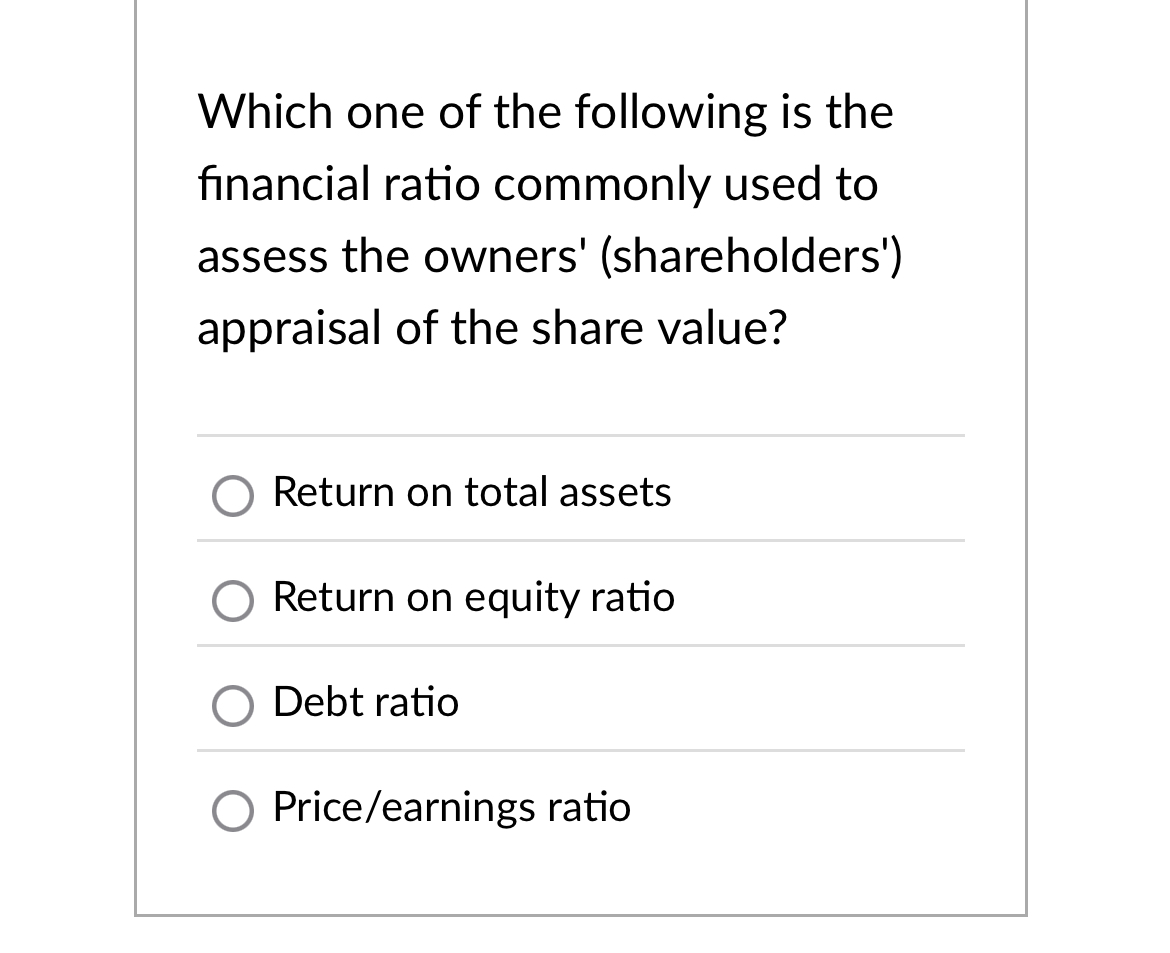 Solved Which one of the following is thefinancial ratio | Chegg.com