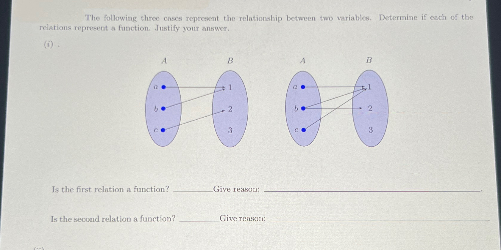 Solved The Following Three Cases Represent The Relationship