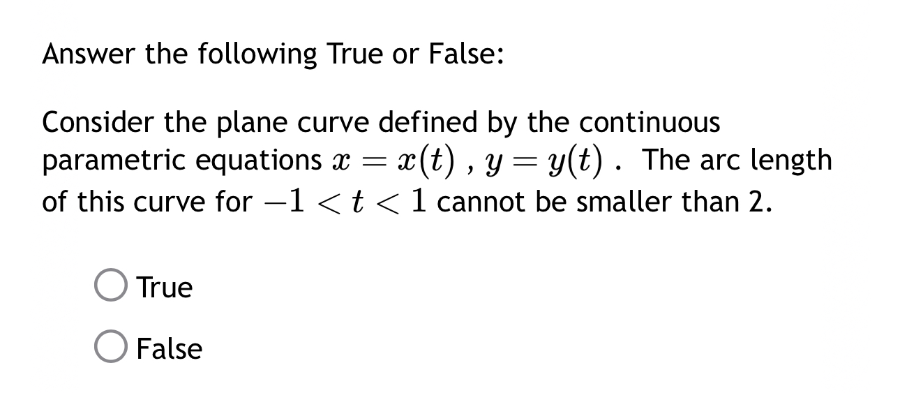 Solved Answer the following True or False:Consider the plane | Chegg.com