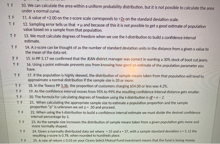 Solved TF TF TE 10. We can calculate the area within a | Chegg.com