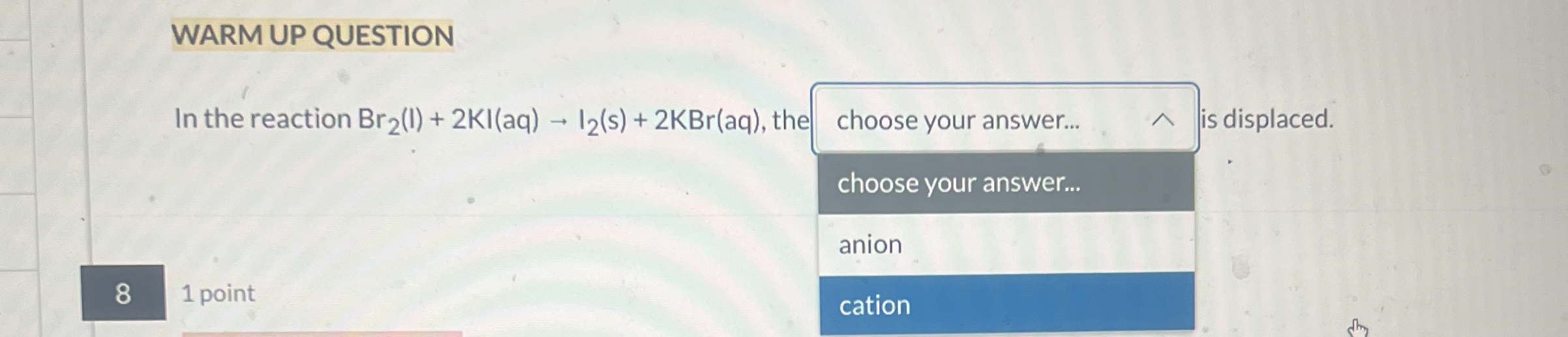 Solved WARM UP QUESTIONIn the reaction | Chegg.com