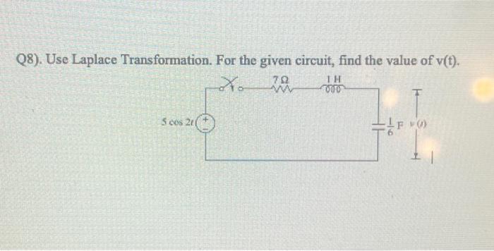 Solved Q8). Use Laplace Transformation. For the given | Chegg.com