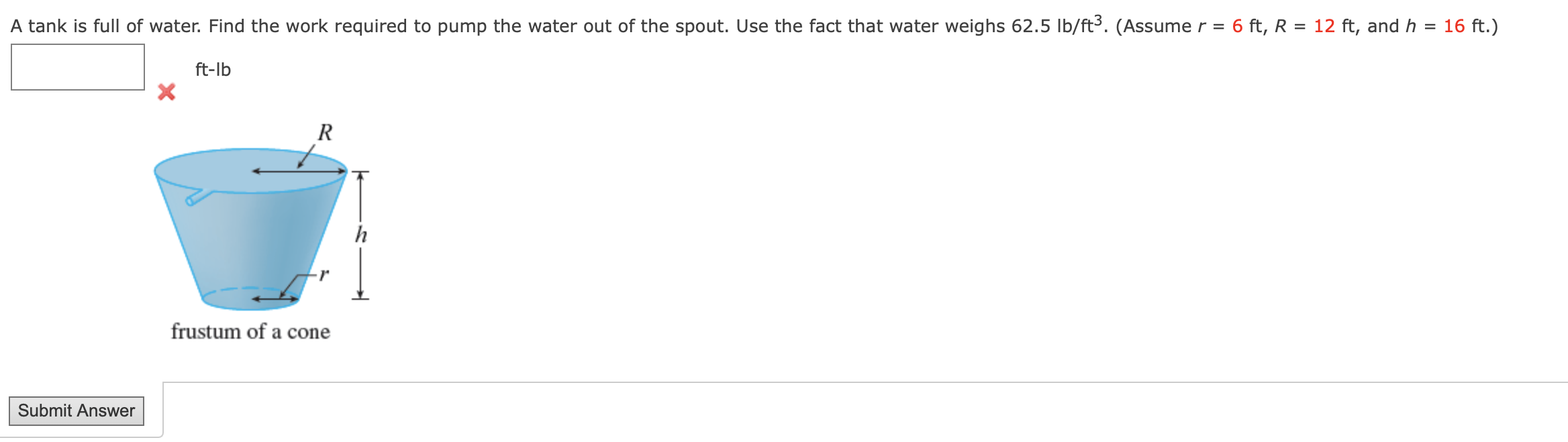 Solved A tank is full of water. Find the work required to | Chegg.com