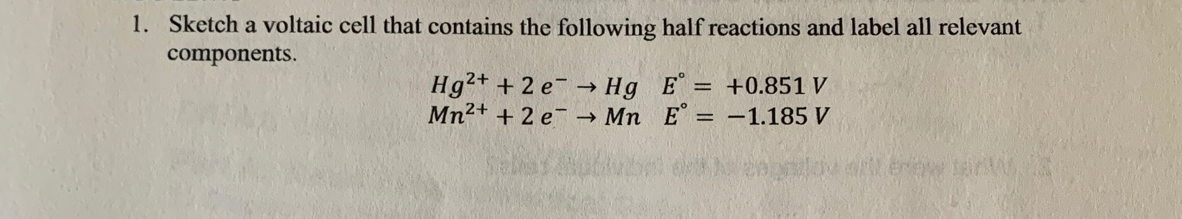 Solved Sketch a voltaic cell that contains the following | Chegg.com