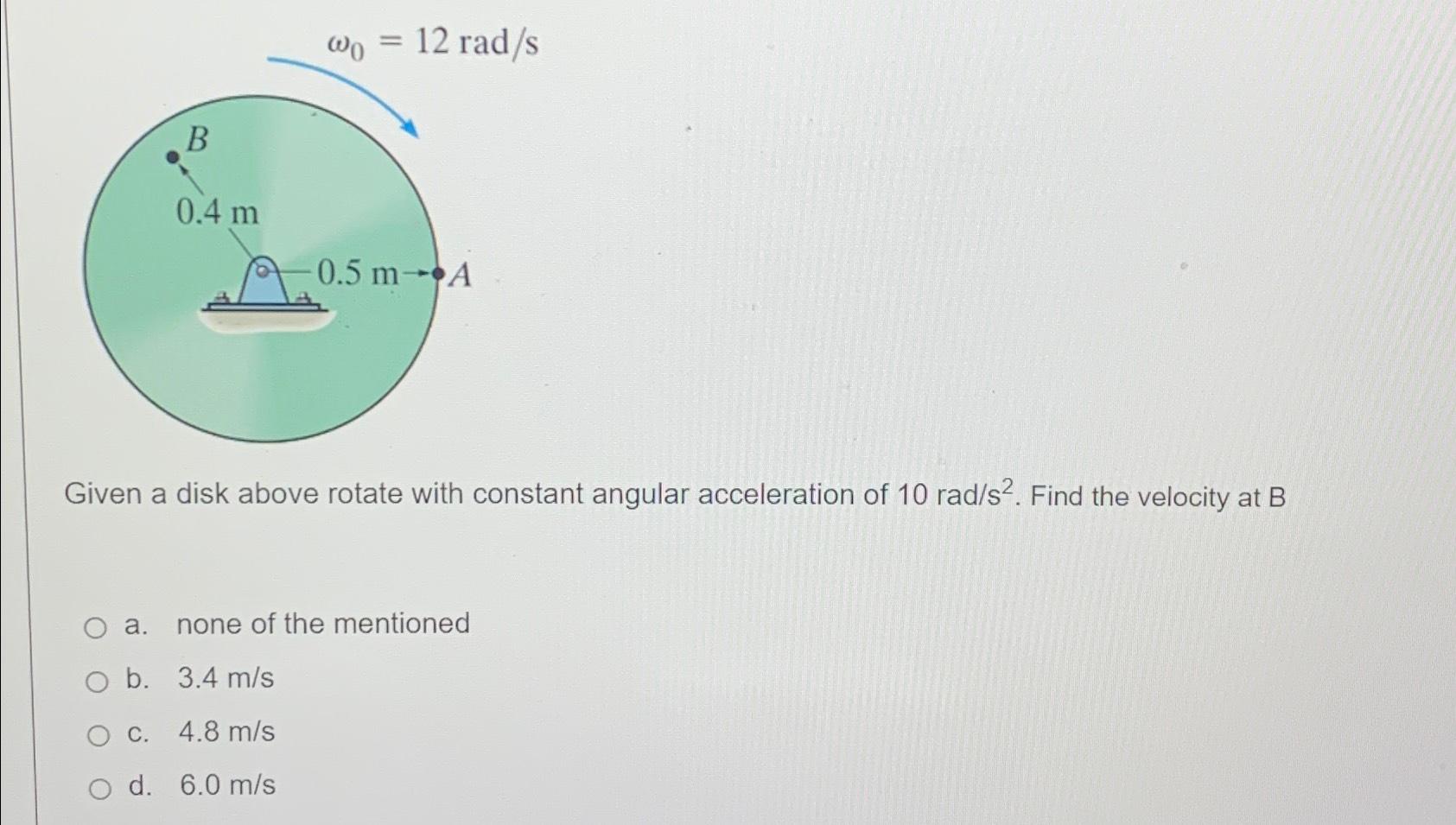 Solved Given a disk above rotate with constant angular | Chegg.com