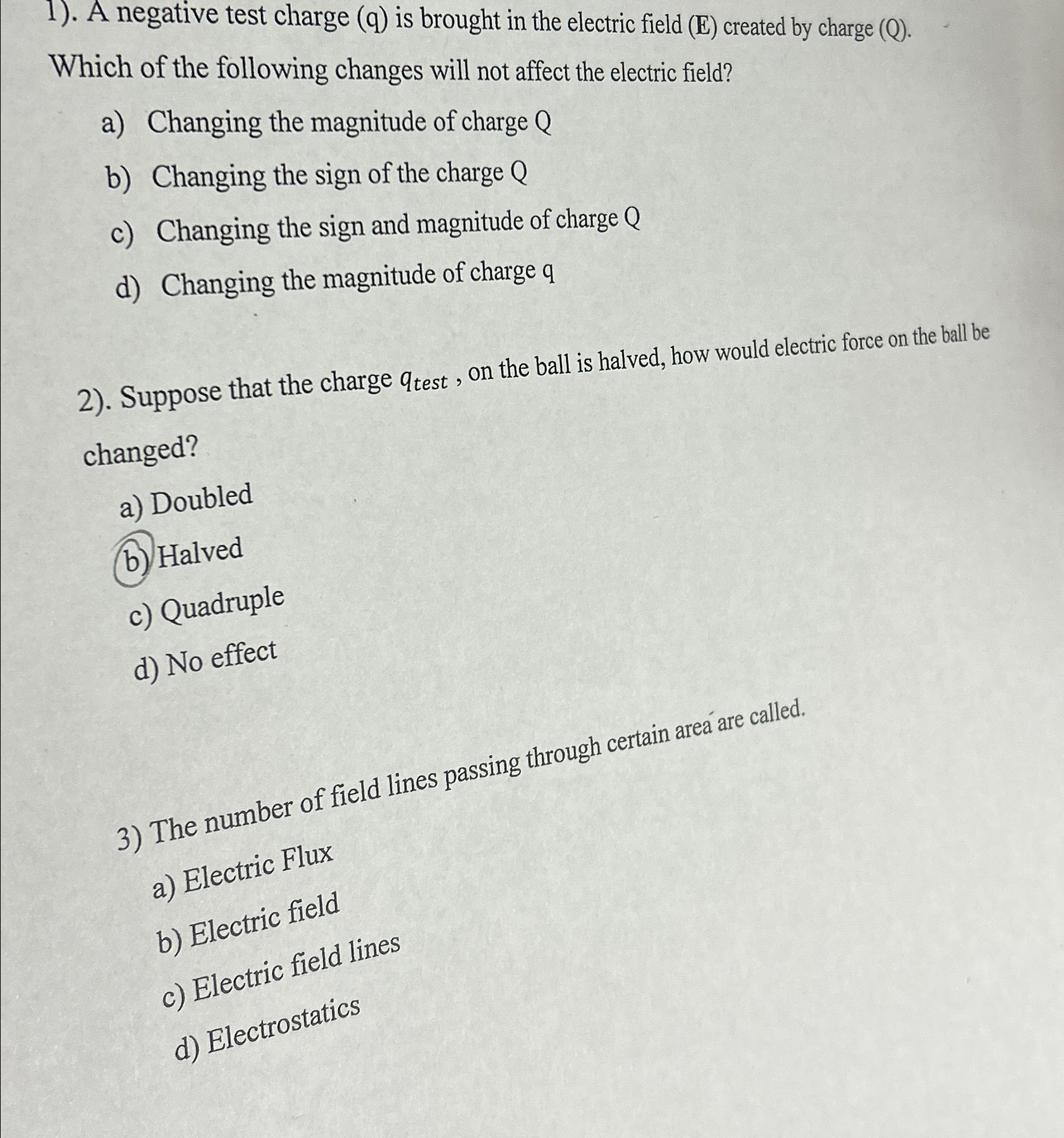 Solved . A negative test charge (q) is brought in the | Chegg.com