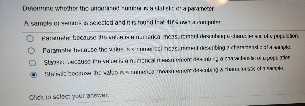Solved Determine whether the underlined number is a | Chegg.com