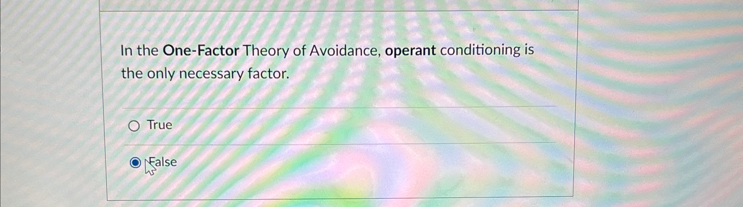 Solved In the One-Factor Theory of Avoidance, operant | Chegg.com