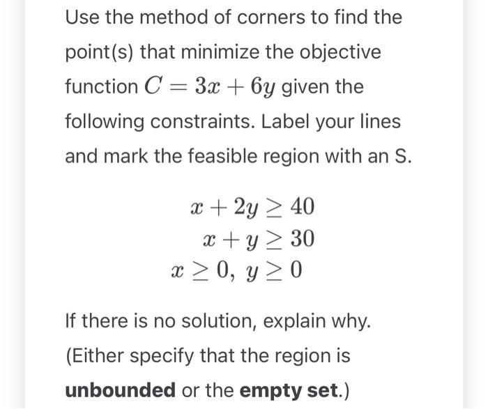 Solved Use the method of corners to find the point(s) that | Chegg.com