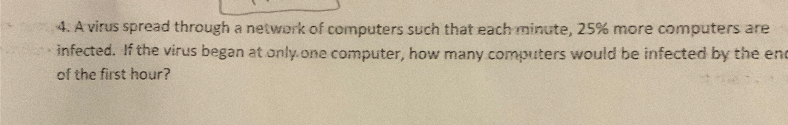Solved A virus spread through a network of computers such | Chegg.com