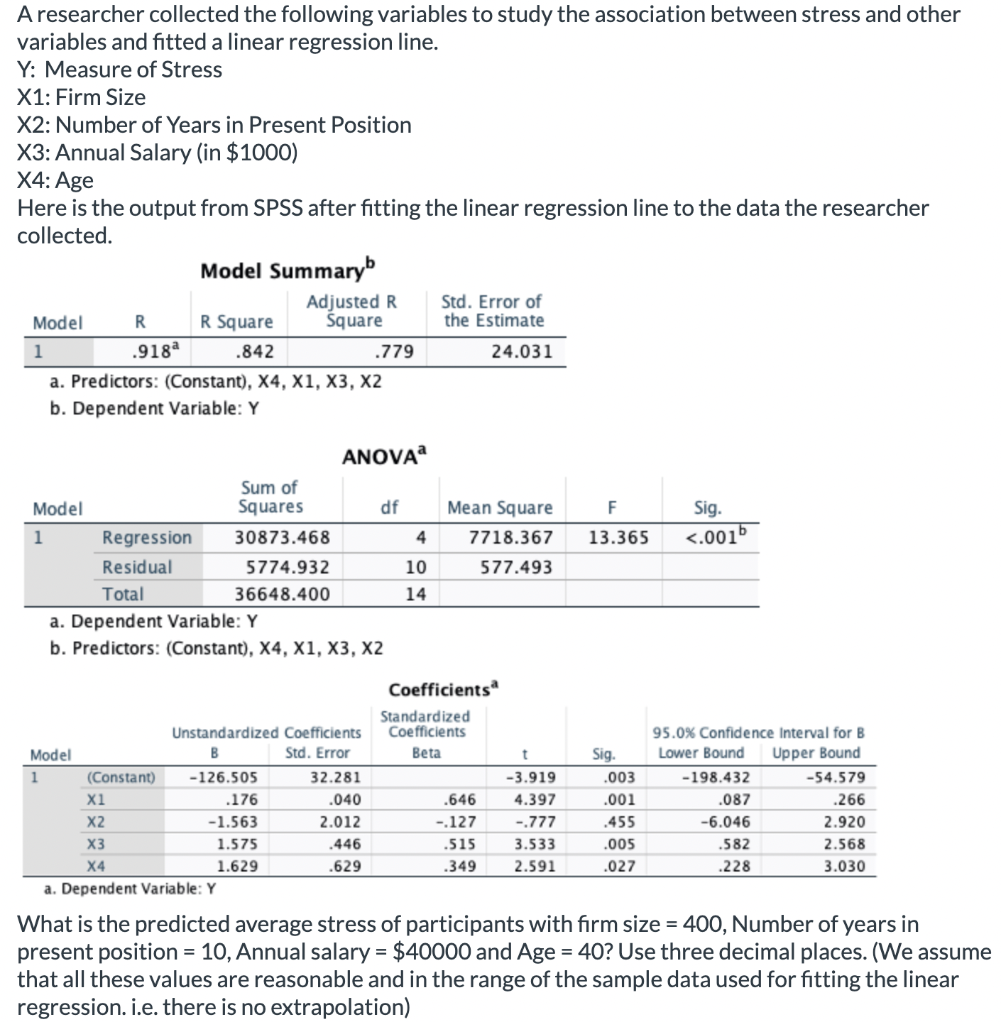 Solved A researcher collected the following variables to | Chegg.com
