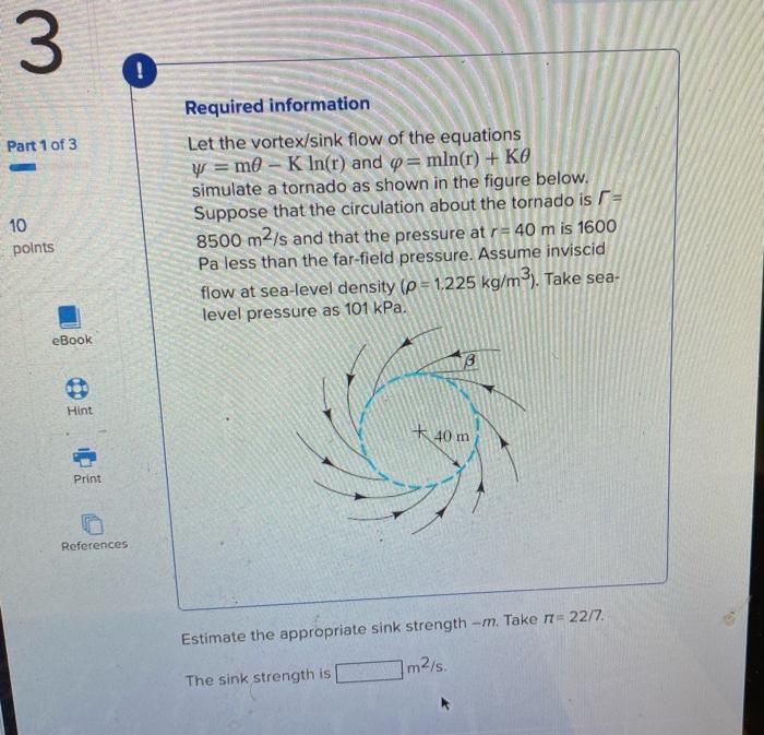 Solved Required information Let the vortex/sink flow of the | Chegg.com