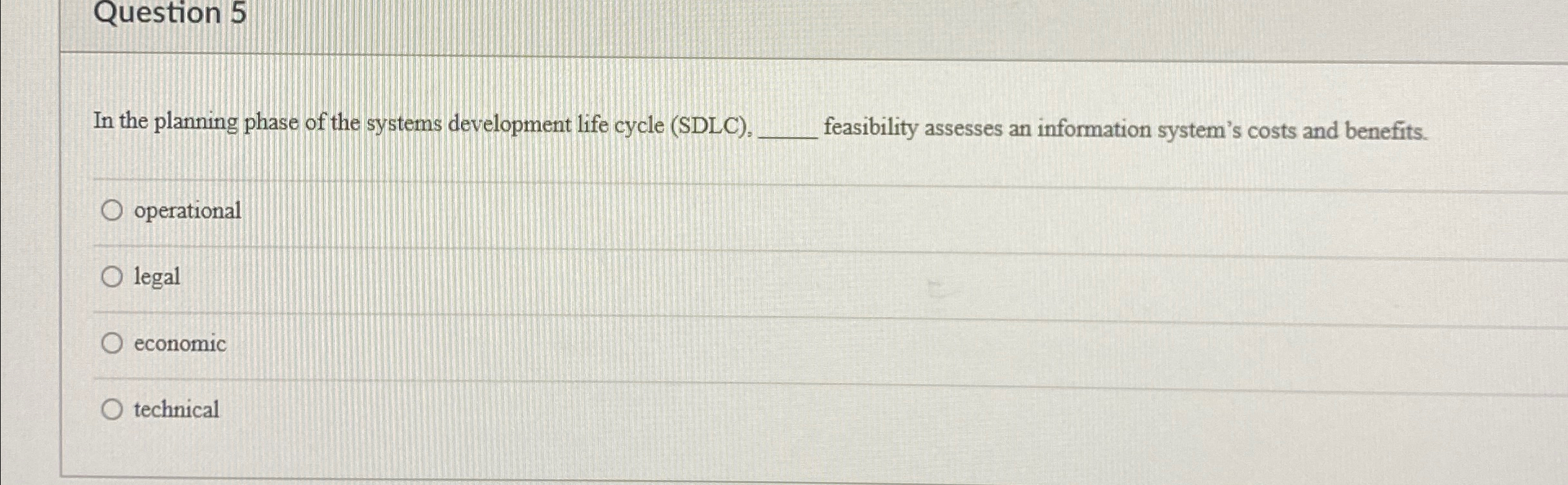 Solved Question 5In the planning phase of the systems | Chegg.com