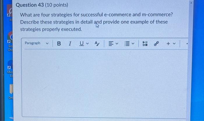 Solved What are four strategies for successful e-commerce | Chegg.com