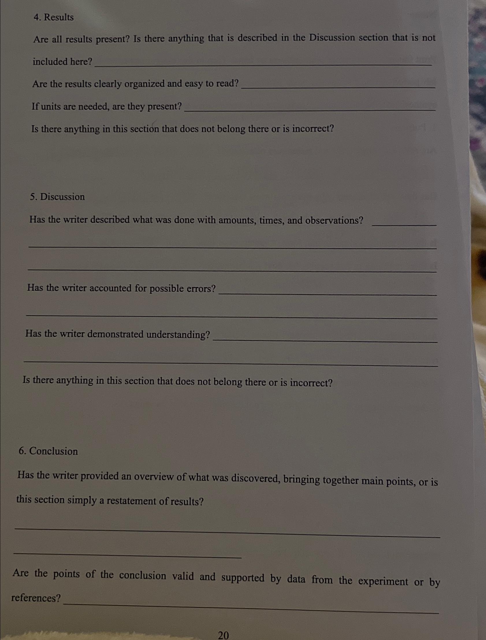 Solved ResultsAre all results present? Is there anything | Chegg.com