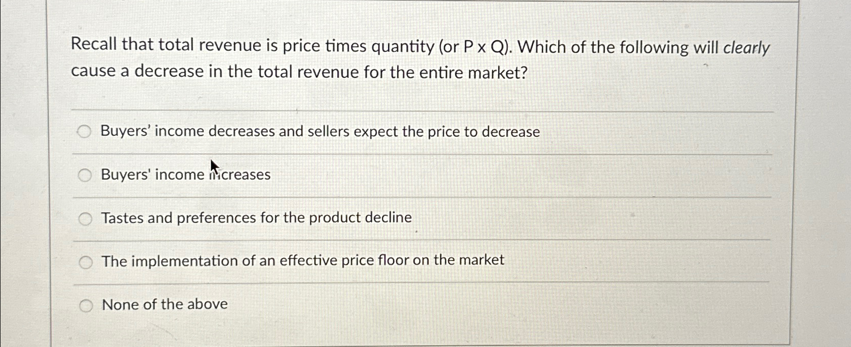 Solved Recall that total revenue is price times quantity | Chegg.com