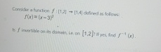 Solved Consider a function f:[1,2]→[1,A] ﻿defired as | Chegg.com