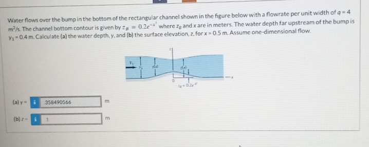 Solved Water flows over the bump in the bottom of the | Chegg.com