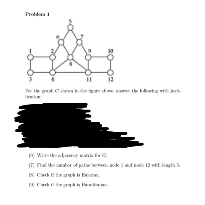Solved Problem 1 For the graph G shown in the figure above, | Chegg.com
