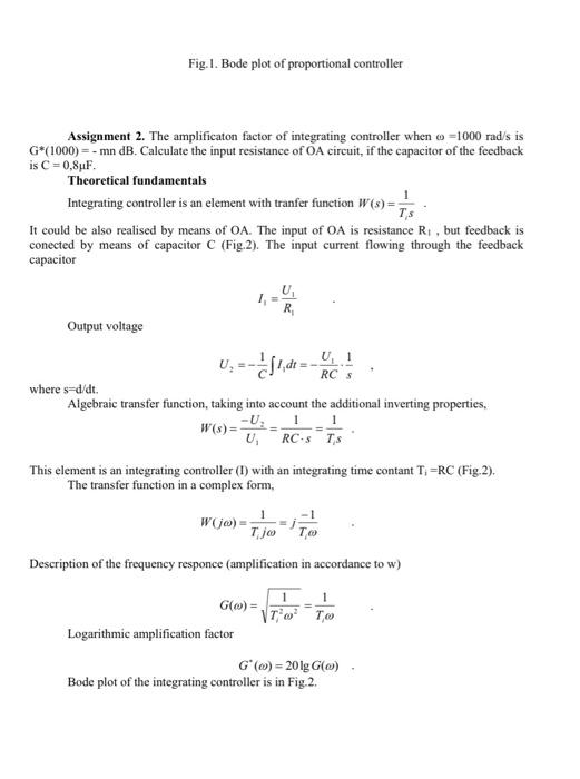Solved Fig.2. Bode plot of integrating controllet Assignment | Chegg.com