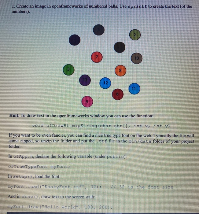 1. Create an image in openframeworks of numbered | Chegg.com