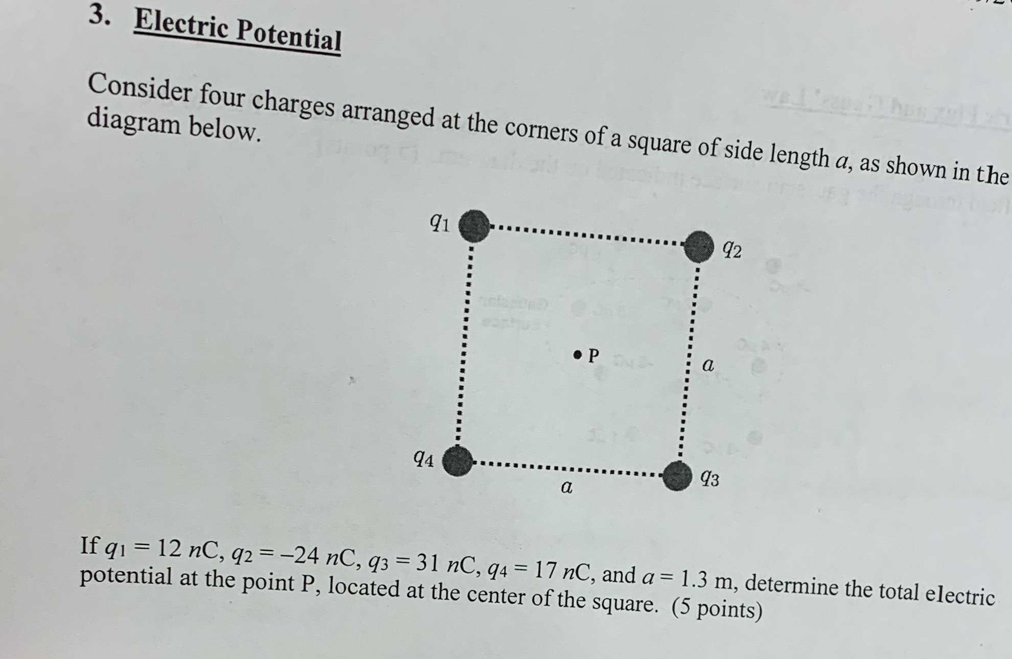 Solved Electric PotentialConsider four charges arranged at | Chegg.com