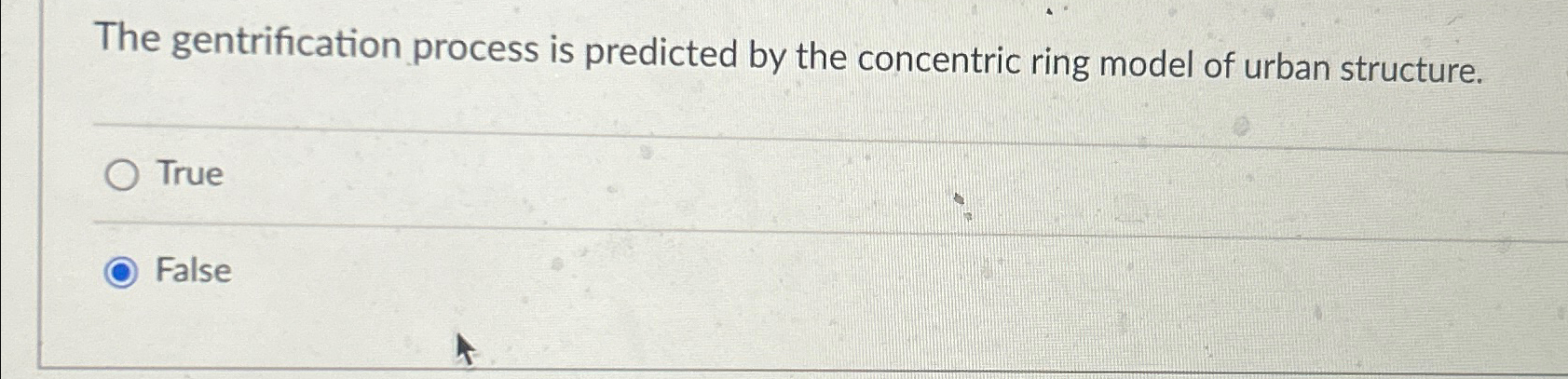 Solved The gentrification process is predicted by the | Chegg.com