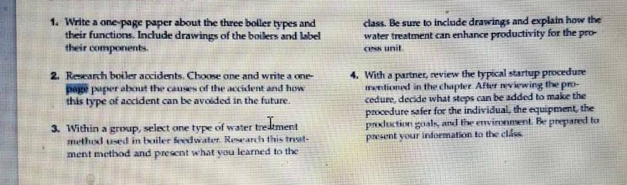 Solved 1. Write a one-page paper about the three boller | Chegg.com
