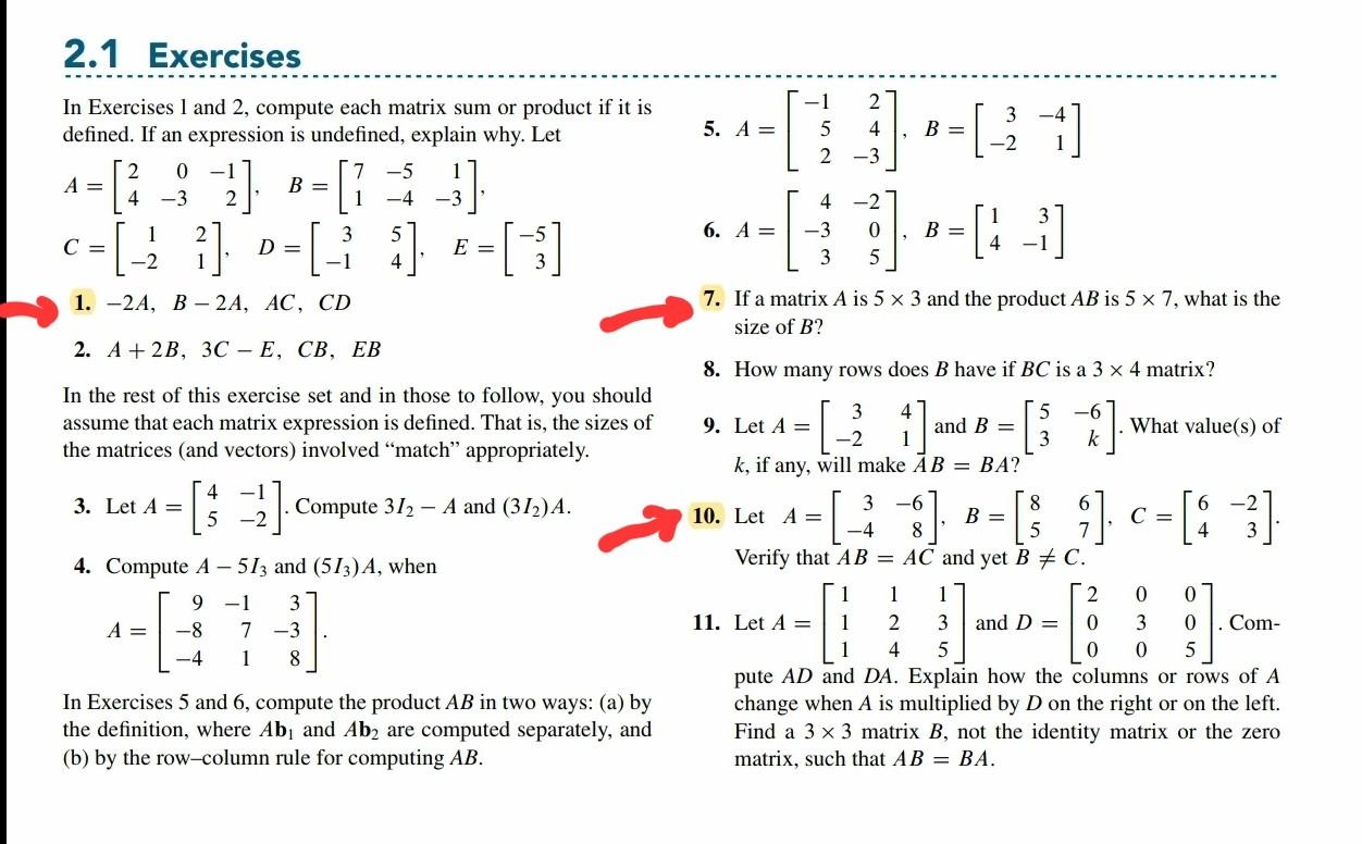 Solved In Exercises 1 and 2, compute each matrix sum or | Chegg.com