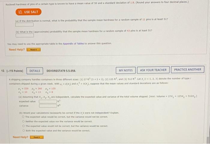 Solved Rockwell hardness of pins of a certain type is known | Chegg.com