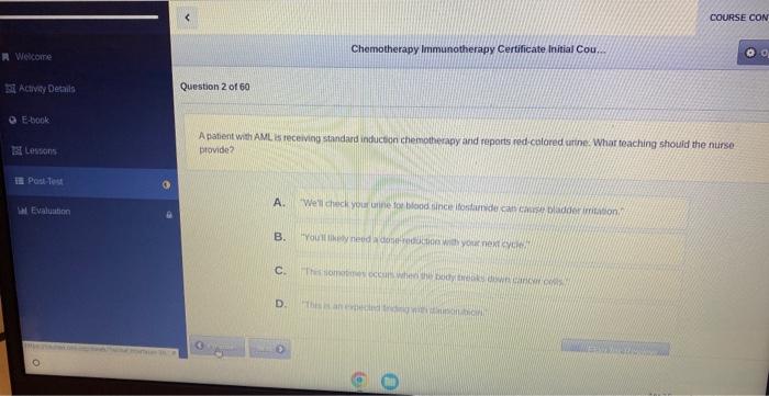 Solved A patient with AML is receiving standars inducton | Chegg.com