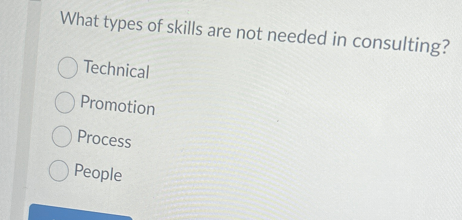 Solved What types of skills are not needed in | Chegg.com