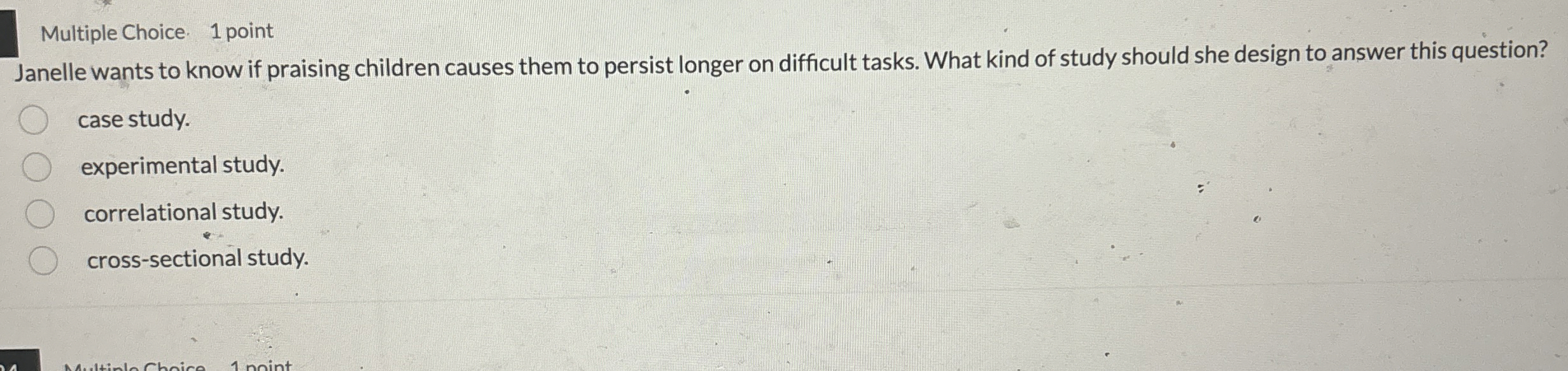 Solved Multiple Choice 1 ﻿pointJanelle wants to know if | Chegg.com
