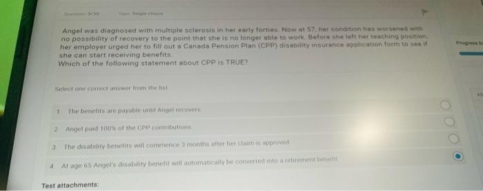 Solved Angel was diagnosed with multiple sclerosis in her | Chegg.com