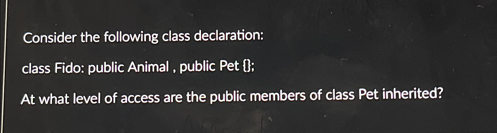 Solved Consider the following class declaration:class Fido: | Chegg.com