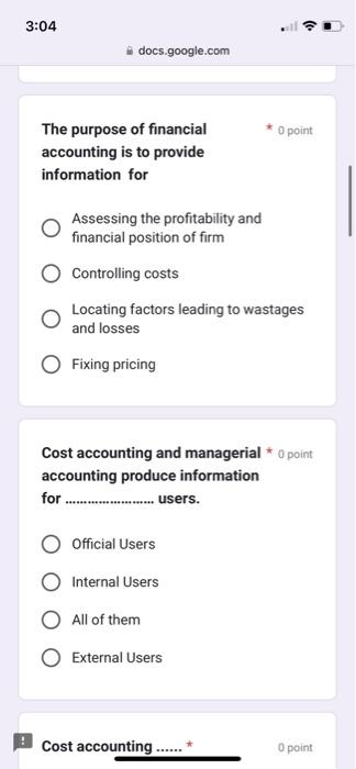 Solved Financial accounting produces ⋆0 point information | Chegg.com
