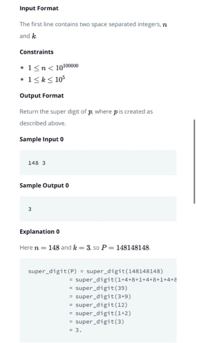 Solved Define Super Digit Integer Using Following Rules Given Integer Need Find Super Digit 1114