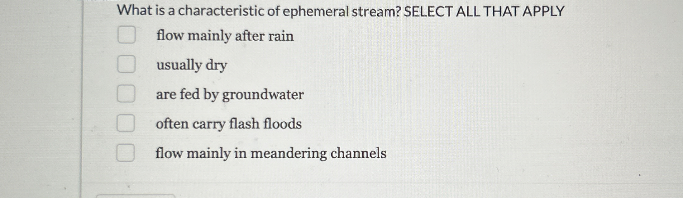 Solved What is a characteristic of ephemeral stream? SELECT | Chegg.com