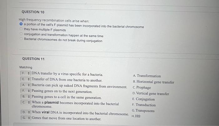 Solved High frequency recombination cells arise when: a | Chegg.com
