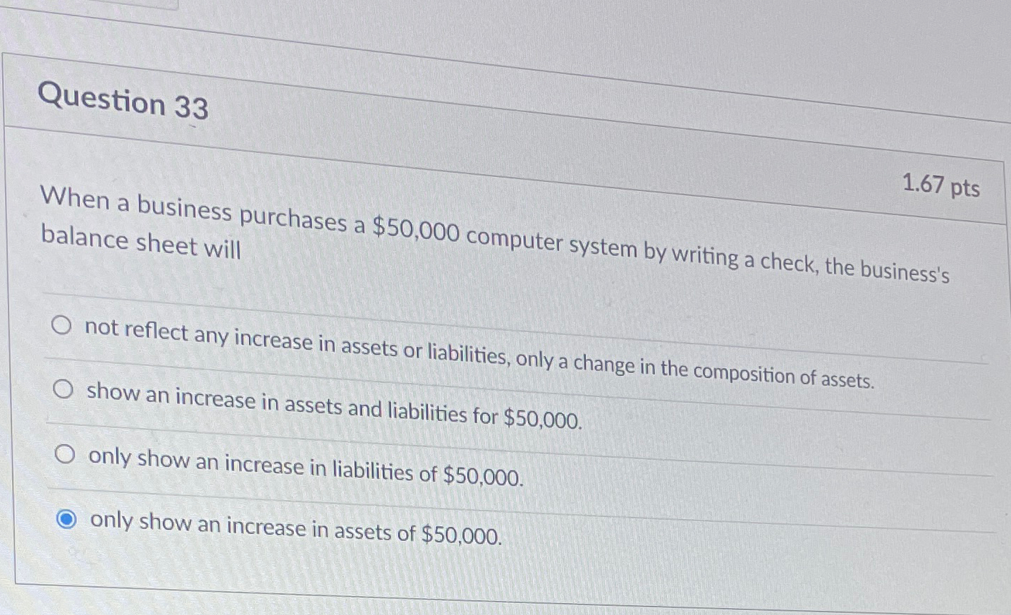 Solved Question 331.67 ﻿ptsWhen a business purchases a | Chegg.com