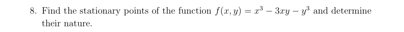 Solved Find the stationary points of the function | Chegg.com