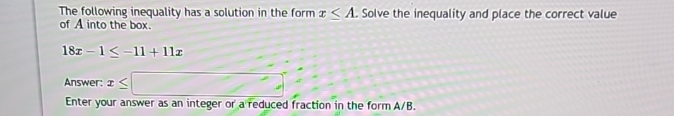 Solved The following inequality has a solution in the form | Chegg.com