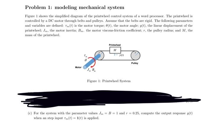 Solved Problem 1: modeling mechanical system Figure 1 shows | Chegg.com Solved Problem 1: modeling mechanical system Figure 1 shows | Chegg.com