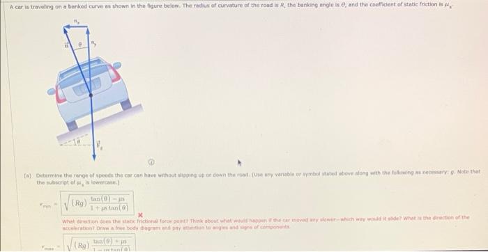 Solved A car is travelling on a banked curve as shown in the | Chegg.com